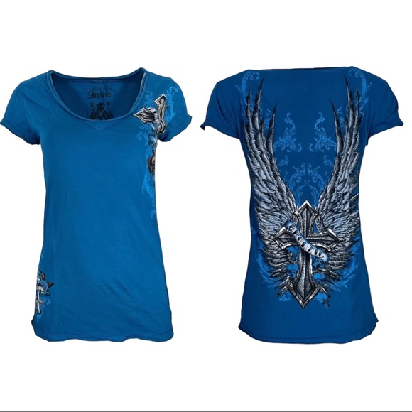 Affliction | Tops | Archaic By Affliction Womens Tshirt Amor Mio Biker ...
